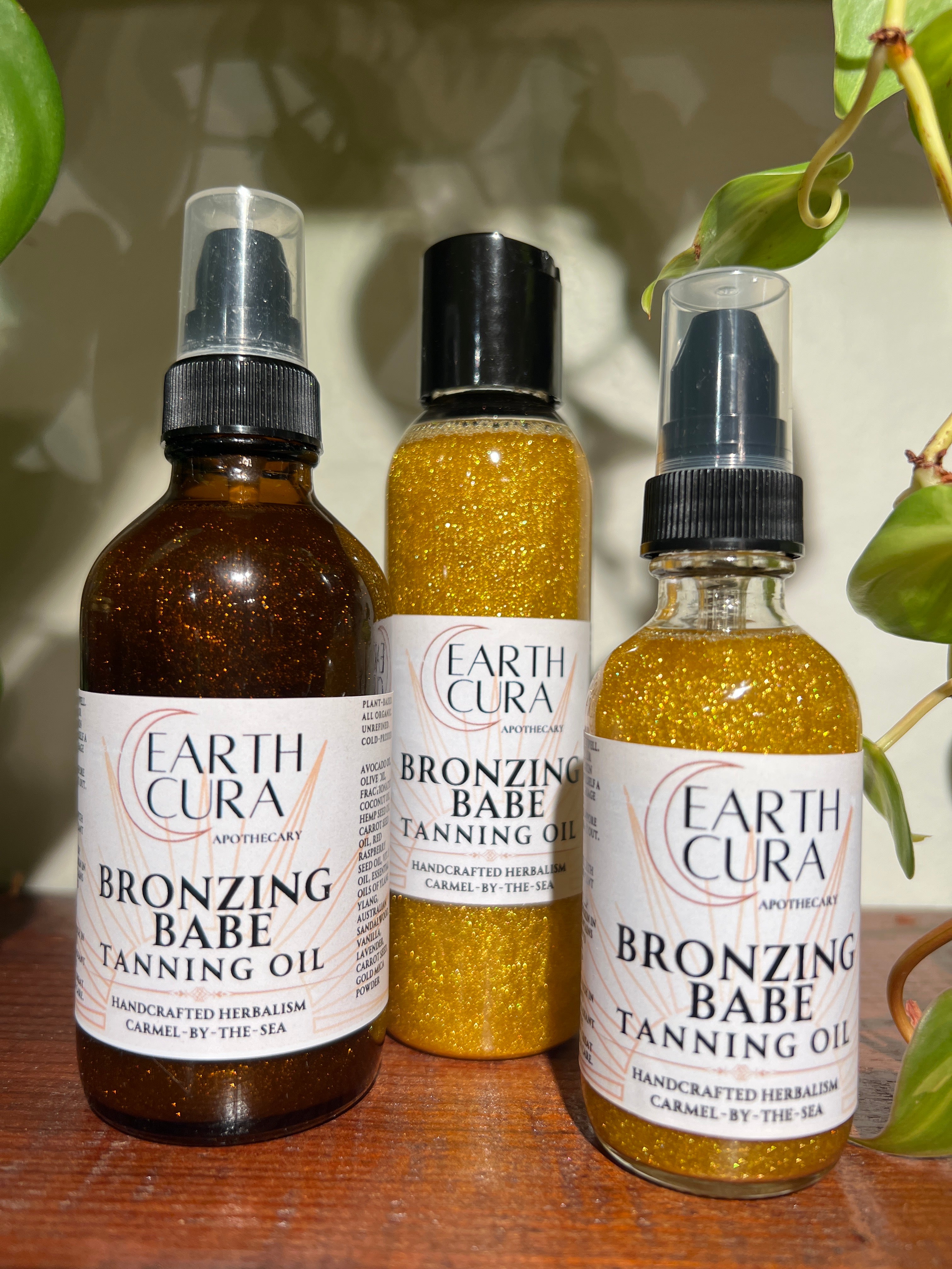 TANNING OIL - Bronzing Babe -Gold Shimmer Body Oil – Earth Cura Apothecary